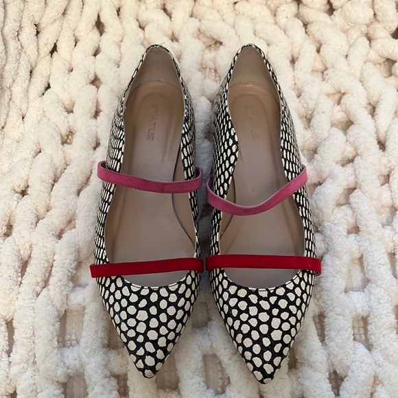 Status | Shoes | Status Leather Pointy Toe Ballet Flats With Decorative ...